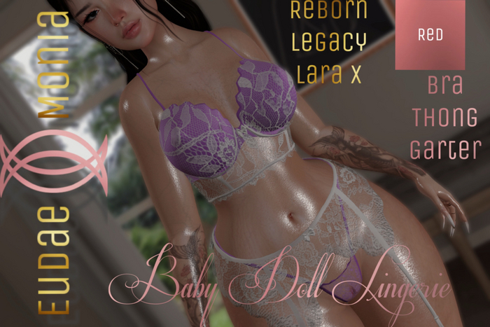 Second Life Marketplace - Eudaemonia- Baby Doll Lingerie Lara X (Red)